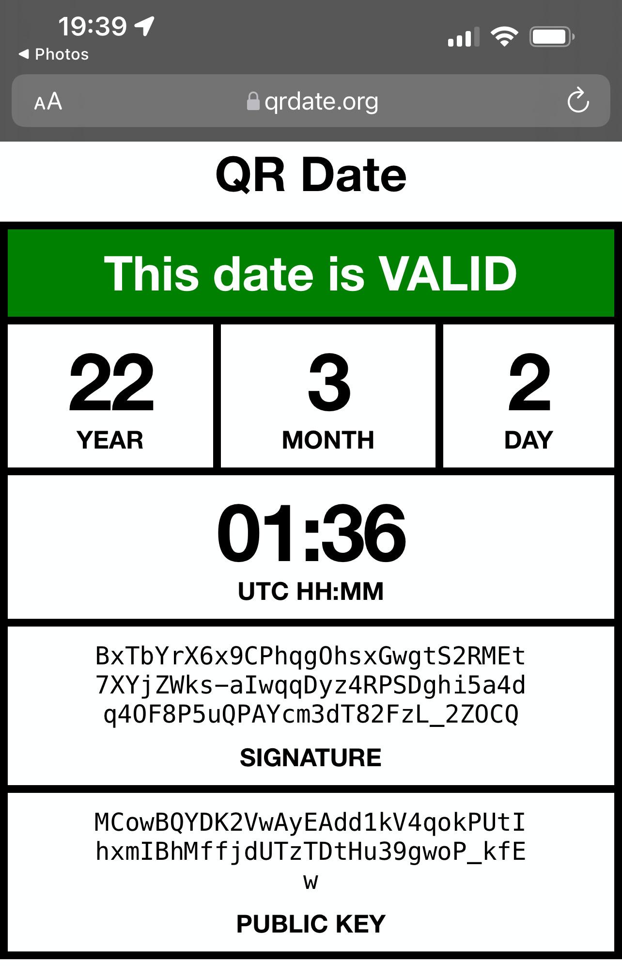 QR Date, a trusted timestamp for real-time media